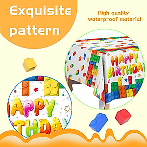 Building Block Party Tablecloths, 3pcs Building Block Party Decorations Tablecloths set - Building Blocks Tablecloth, Building Block Party Table Cover for Building Block Birthday Party Supplies