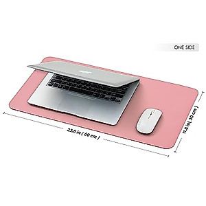 Compact Dual Sided Leather Desk Mat - Desk Pad for Office and Home - Desk Organization and Accessories - Ideal for Large Mouse Pad and Small Desk Mats on Top of Desks(Pink+Purple,23.6"x 11.8")
