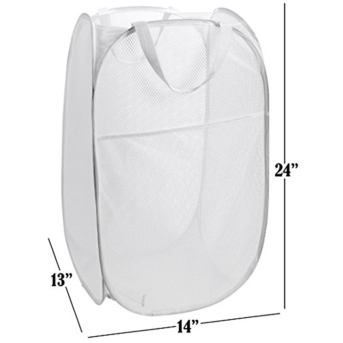 Handy Laundry Mesh Popup Hamper – Foldable Lightweight Basket for Washing – Durable Clothing Storage for Kids Room, Students College Dorm, Home, Travel & Camping – White Pop-up Clothes Hamper