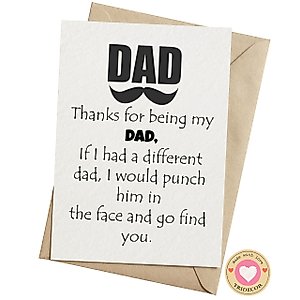 Thanks for being my DAD card - Fathers Day Card from Son, Daughter, Kids, Birthday Card - Size 5x7 inch Folded Card include Envelope, Sticker - Blank Inside - Funny, Unique & Romantic Card