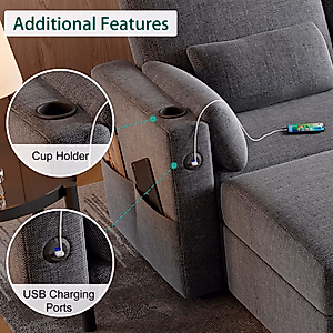 ISHUHL Modular Sectional Sofa with Storage, U Shaped Sectional Sofa with Chaise & Ottomans, Convertible 6 Seat Couch for Living Room with High Supportive Waist Pillow and Cup Holder