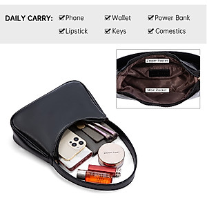 LOVEVOOK Small Purses for Women, Retro Classic Black Shoulder Bag Cute Mini Handbag, Vegan Leather Tote Clutch Purse Hand Bags