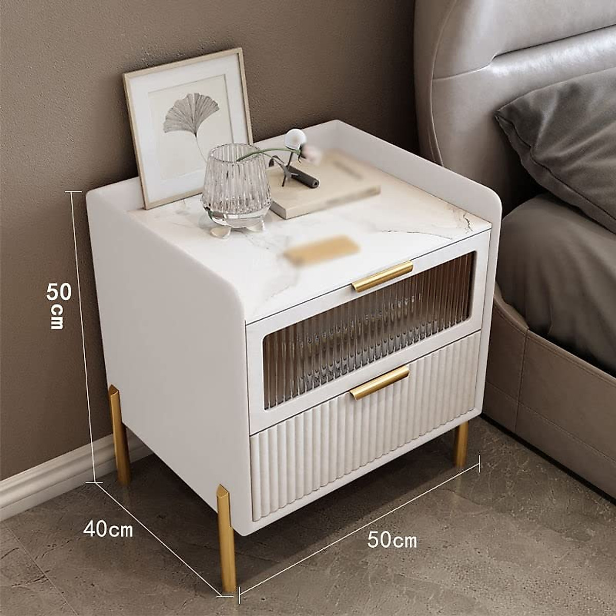 DOUBA Table Chevet Intelligente avec Recharge Sans fil Meuble Multifonctionnel Pour Chambre Coucher
