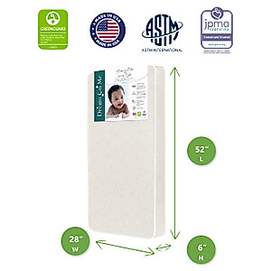 Dream On Me Starry Night 150" Continuous Coil Inner Spring Crib and Toddler Bed Mattress, Grey Stars Waterproof Vinyl Cover | Greenguard Gold and JPMA Certified | Maximum Support and Safety