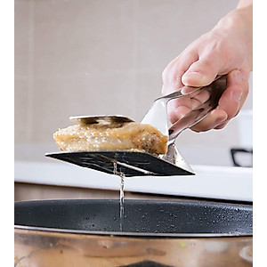 JXHAPY 304 Kitchens Tongs 10 Inch Premium Stainless Steel Multipurpose Gripper Bread Clip/Steak Clamps/Fried Steak Clamp/Barbecue Tongs/Beefsteak Turner Flipper (1)