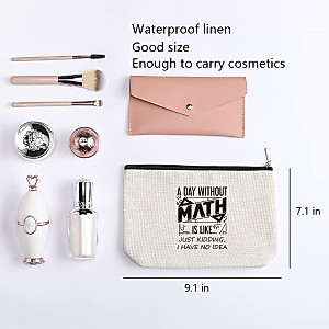 Math Teacher Gift Math Teacher Gifts for Women Math Lover Gift Math Geek Gift Math Teacher Makeup Bag Gift Teacher Appreciation Gifts Toiletry Funny Makeup Organizer Zipper Pouch - A Day Without Math