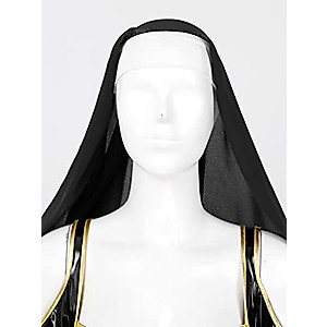 Doomiva Women's Halloween Nun Role Play Fancy Dress Costume Latex Leather Sexy Lingeries Outfits 2# Black Small