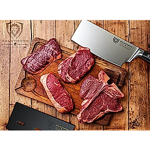 DALSTRONG Meat Cleaver Knife - 7 inch - Gladiator Series - Heavy Duty - Razor Sharp - Forged High Carbon German Steel Kitchen Knife - Black G10 Handle - Butcher, Bone - Sheath Included - NSF Certified
