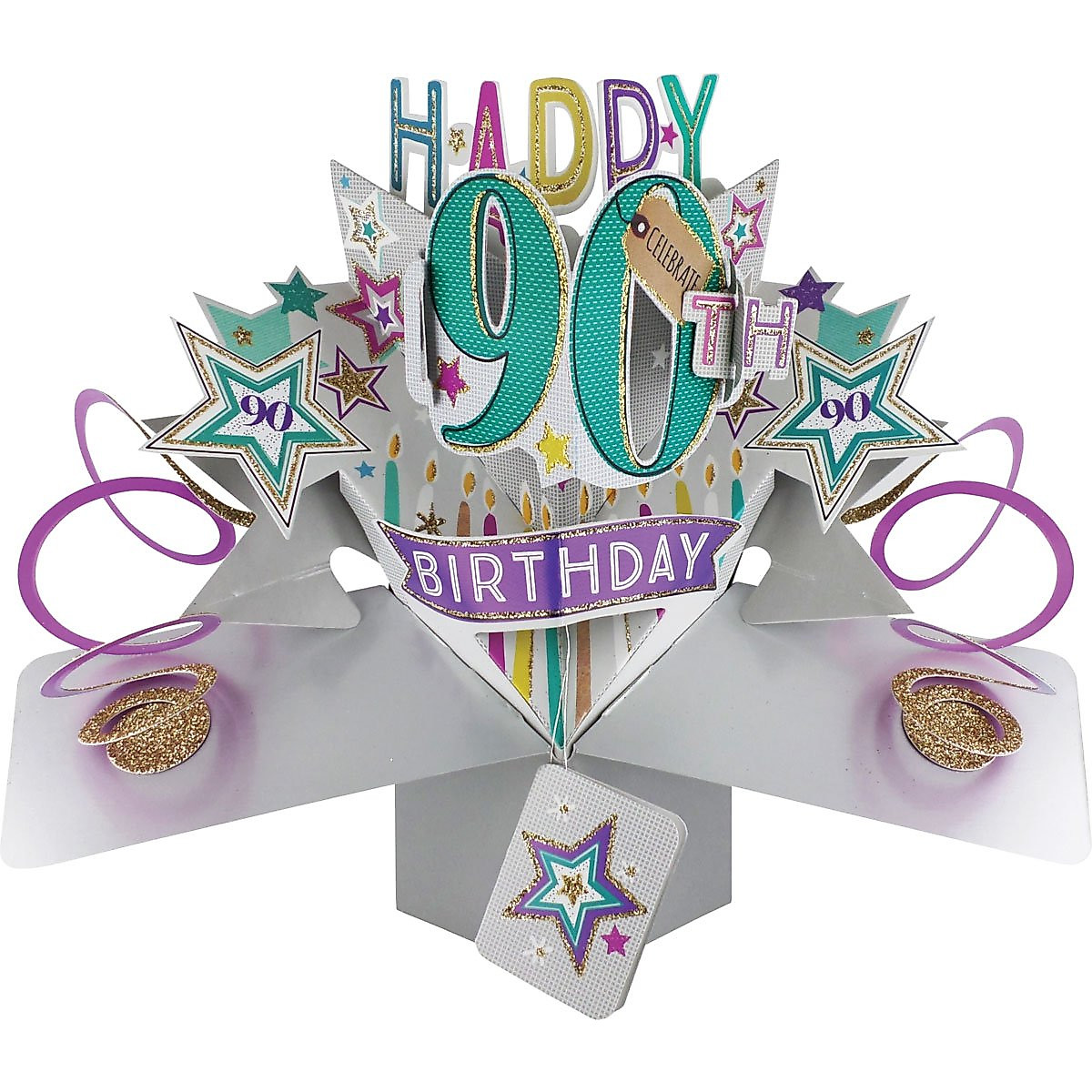 3D Pop Up Greeting Card by Second Nature - 90TH Birthday