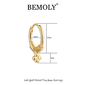 14K Gold Plated Charm Huggie Hoop Earrings for Women Cute Bead Drop Dangle Earring Tiny Simple Jewelry Gift