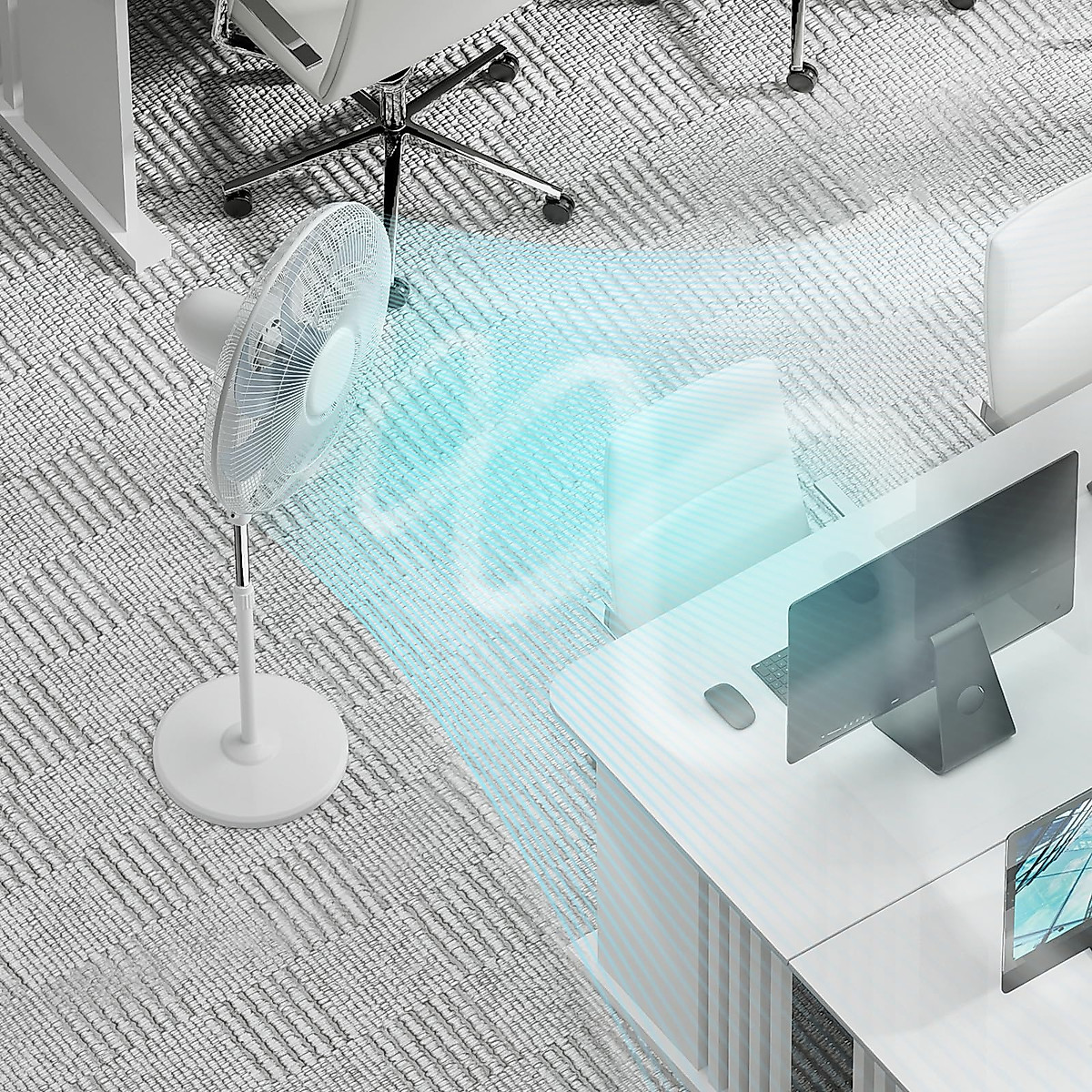 mollie Oscillating Pedestal Fan with Remote Control 12H Timer Portable Adjustable Height 6 Blades Quiet Air Circulator Standing Floor Fan for Bedroom Home White