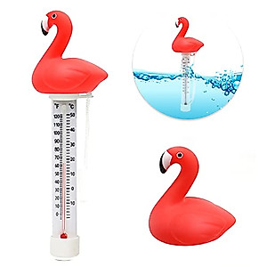 XY-WQ Floating Pool Thermometer, Large Size Easy Read for Water Temperature with String for Outdoor and Indoor Swimming Pools and Spas (Flamingo)