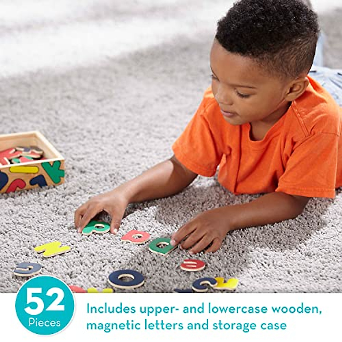 Melissa & Doug 52 Wooden Alphabet Magnets in a Box - Uppercase and Lowercase Letters - ABC Learning Toys, Chunky Magnetic Letters For Toddlers And Kids Ages 3+