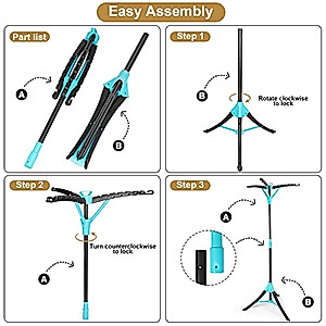 RYGOAL Tripod Clothes Drying Rack, Collapsible Laundry Drying Rack with 3 Arms and 36 Garment Hangers, Indoor Clothing Drying Rack for Wet and Dry Laundry