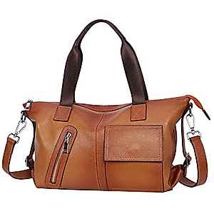 Iswee Genuine Leather Purses and Handbags for Women Top Handle Tote Bags Shoulder Bag Satchel Crossbody Hobo Purse (Sorrel)