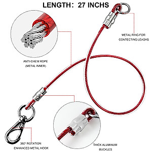 voopet Chew-Proof Dog Leash Extension Works with Any Leash & Collar & Harness - Super Strong and Durable Non-Tangle Connect Leash (Multiple leashes are Used for Multiple Dogs) Red