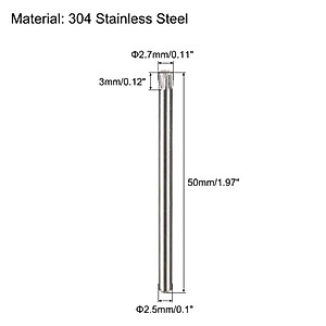 Tool parts 2.5x50mm 304 Stainless Steel Dowel Pins - 20Pcs Knurled Head Flat End Dowel Pin