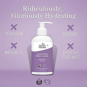 Earth Mama Calming Lavender Baby Lotion | Nourishing Organic Calendula + Rooibos for Sensitive Skin, 8 Fl Oz