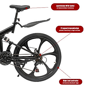 YIYIONCE Mountain Folding Bike 26In Folding Mountain Bicycle, Upgraded 21 Speed Foldable Bicycle with 6 Blade Flywheel, Strong Carbon Steel Bike, Folding Bike for Men & Women (Black)| US Stock