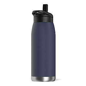 Hydrapeak Flow 32oz Insulated Water Bottle with Straw Lid, Waterbottle, Metal Water Bottle, Insulated Stainless Steel Water Bottles, BPA-Free & Leak-Proof, Straw and Handle (Navy)