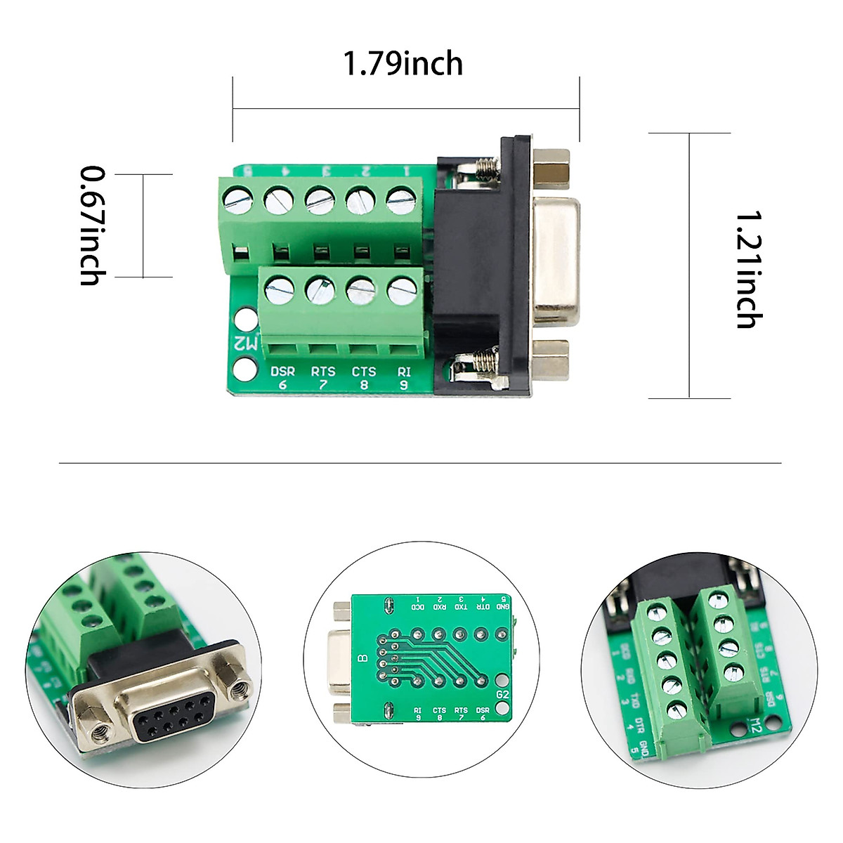 Zovfam DB9 Breakout Connector, Female D-SUB Adapter Plate Connector RS232 Serial to Terminal Board Signal Modul-3 Pcs