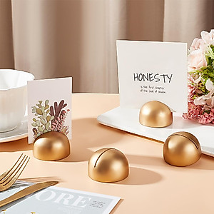 OLYCRAFT 20Pcs Round Table Number Stands Golden Wood Memo Photo Stand 1.5mm Slot Name Card Holders 1.9x1.2 inch Place Card Holders Table Number Holders for Weddings Anniversary Party