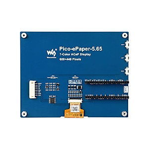 waveshare TOP1 5.65inch 7-Color e-Paper E-Ink Display Module for Raspberry Pi Pico, 600 × 448 Resolution Screen Advanced Color ePaper (ACeP) Technology, Low Power Wide Viewing Angle