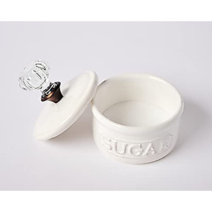 Mud Pie Door Knob Sugar Bowl, White 5.85H X 6.7L X 6.35W