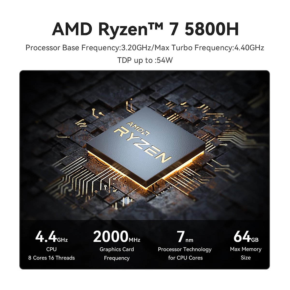 Beelink SER5 MAX Mini PC, AMD Ryzen 7 5800H (8C/16T, up to 4.4GHz), 32GB RAM DDR4 1TB NVME M.2 SSD, Mini Desktop Computer Support 4K@60Hz/WiFi6/BT5.2/DP1.4/HDMI/Type-C/Gaming PC