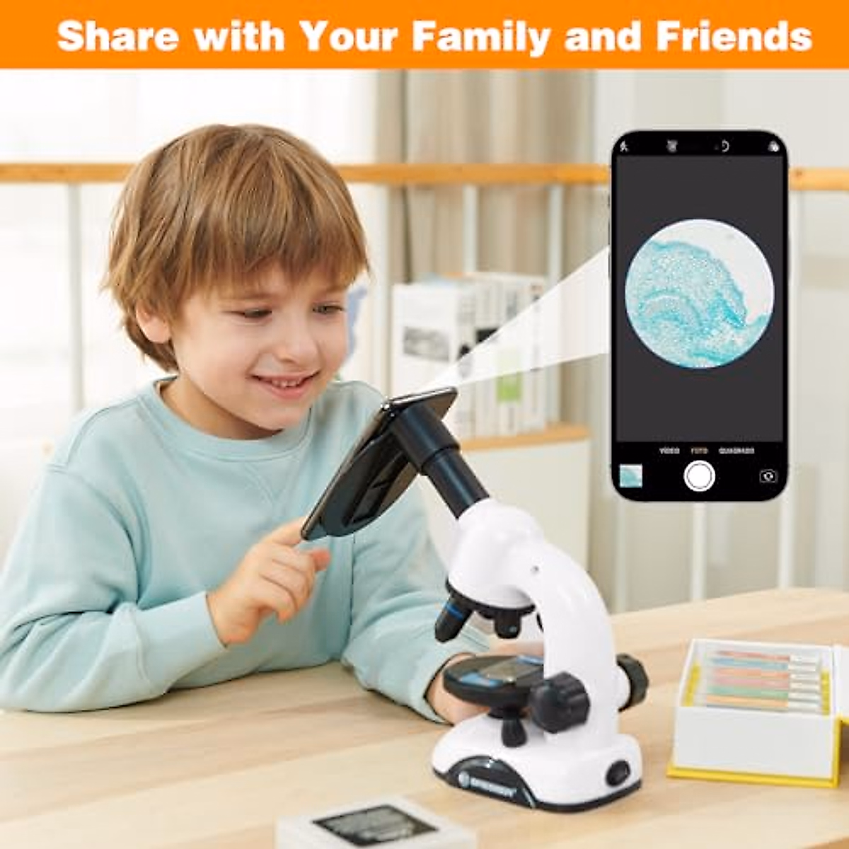 Microscope for Kids, Kids Microscope Kit, 40x-750x Microscope Kit for Kids 5-7 8-12, Educational STEM & Science Toys with Slides, Phone Adapter, Gifts Toys for Boys Girls Ages 5-6-7-8-12-13