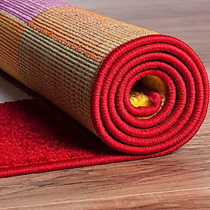 Well Woven Modern Rug Squares Multi Geometric Accent 5' x 7' Area Rug Entry Way Bright Kids Room Kitchn Bedroom Carpet Bathroom Soft Durable Area Rug