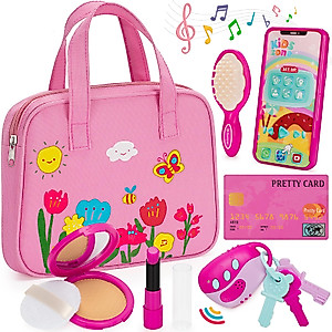 Officygnet Play Purse Toy for Girls 1 2 3 Years Old, Toddler Purse Girl Toys with Pretend Makeup Kit, Princess Pretend Play Toys for Little Girls, Birthday for Toddler Girls Age 2-3