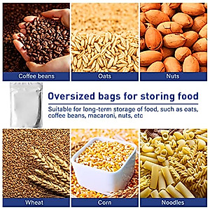 15 Pack Mylar Bags for Food Storage 5 Gallon, Resealable Stand Up Heat Sealable Bags with Zipper for Rice, Grains, Coffee Beans and Emergency Long Term Food Storage (15 Pcs Bags)