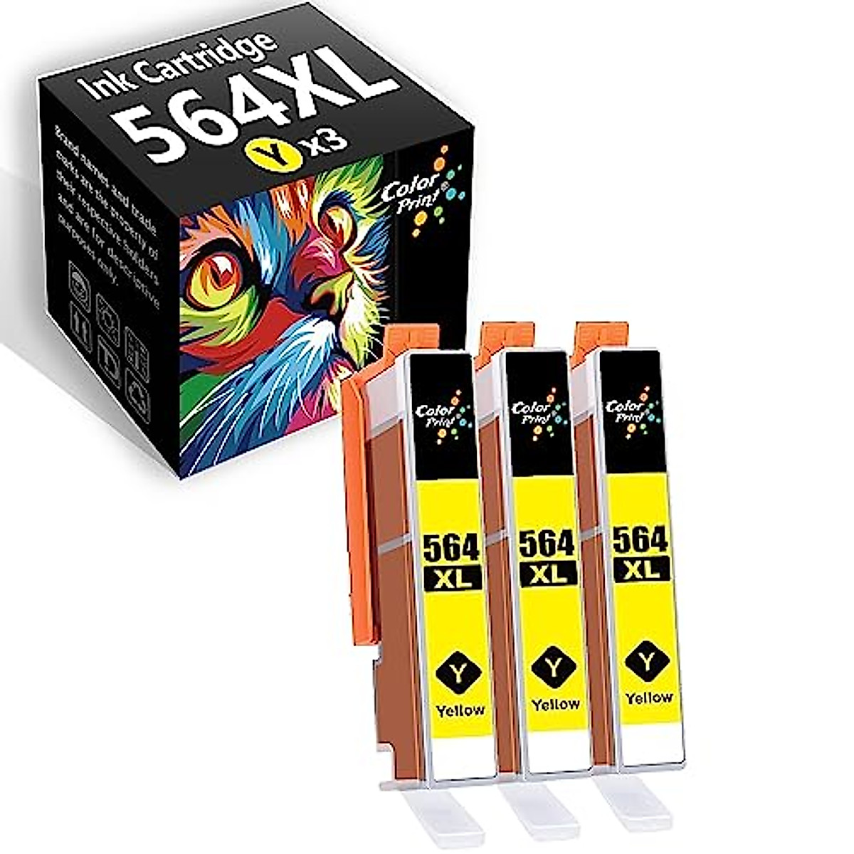 Colorprint Compatible Ink Cartridge Replacement for HP 564 XL 564XL Yellow for DeskJet 3520 3522 Officejet 4620 4622 Photosmart 7510 7520 7525 6520 5520 6510 5510 7515 B8550 C6380 Printer (3-Pack)