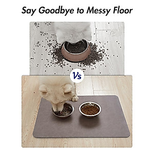 MontVoo-Absorbent Pet Feeding Mat-No Stains Dog Mat for Food and Water Bowl-Quick Dry Dog Cat & Dog Food Mat Water Dispenser Mat-Pet Supplies Mat-Dog Water Bowl Mat for Messy Drinker (17"x28", Brown)