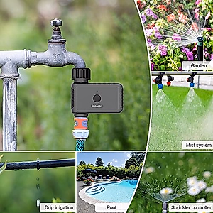 WiFi Sprinkler Timer, WiFi Water Timer for Garden, Irrigation Hose Timer with Hub, APP & Voice Control, Remote Control Irrigation System Compatible with Alexa, Two Irrigation Modes/Rain Delay