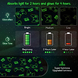 Jekeno Glow in The Dark Blanket Game Controller Throw Gamer Gift Toys for Kids Boys Teen Adults Gaming Decor for Bedroom Living Room Soft Cozy Fluffy Luminous Blanket Grey 50"x60"