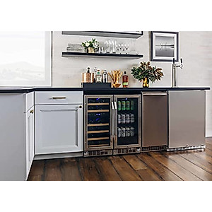 EdgeStar CBR902SG 15 Inch Wide 80 Can Built-In Beverage Cooler with Blue LED Lighting