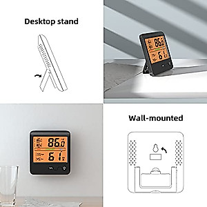 4" Digital Hygrometer Indoor Thermometer Temperature and Humidity Gauge Monitor Indicator Room Thermometer with Backlight LCD Display Humidity Meter
