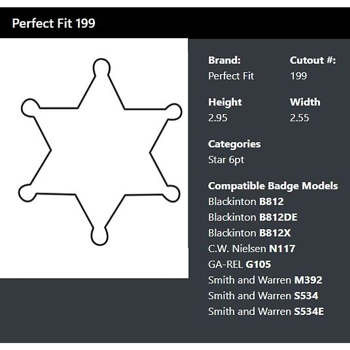 Perfect Fit Sheriff Star Badge Holder Belt Badge Clip and Neck Chain Black Leather (Cutout 199)