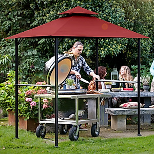OLILAWN Grill Gazebo Replacement Canopy Roof, 5' x 8' Outdoor BBQ Gazebo Canopy Top Cover, Double Tired Grill Shelter Cover with Durable Polyester Fabric, Fit for Model L-GG001PST-F, Burgundy