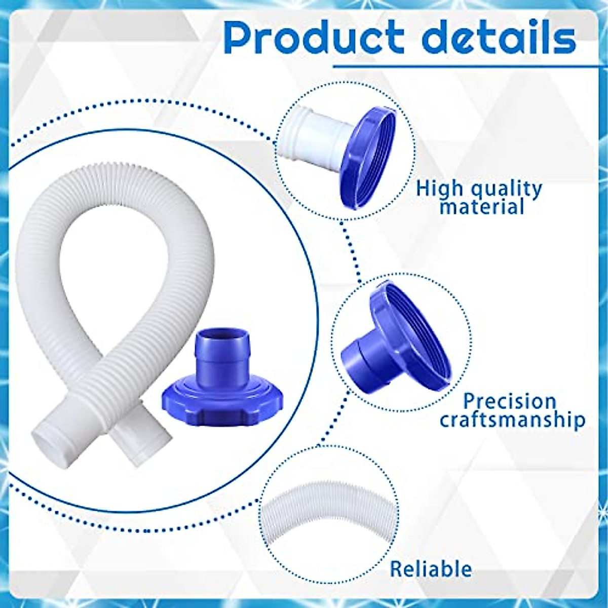 4 Pieces Above Ground Pool Skimmer Hose and Adapter B Replacement Part Surface Skimmer Replacement Hose Small Strainer Replacement Hose B Adapter Pool Drain Adapter for Surface Swimming Pool Skimmer