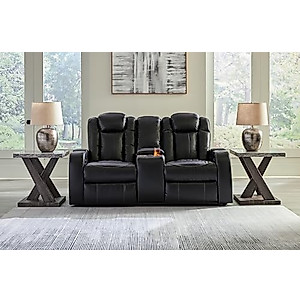 Signature Design by Ashley Caveman Den Power Reclining Loveseat with Console Love Seats, 75" W x 42" D x 42" H, Black