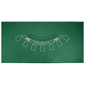Brybelly Green Blackjack Table Felt - Gaming Table Top for Blackjack - Casino-Style, Spill-Proof Layout Cloth Card Table