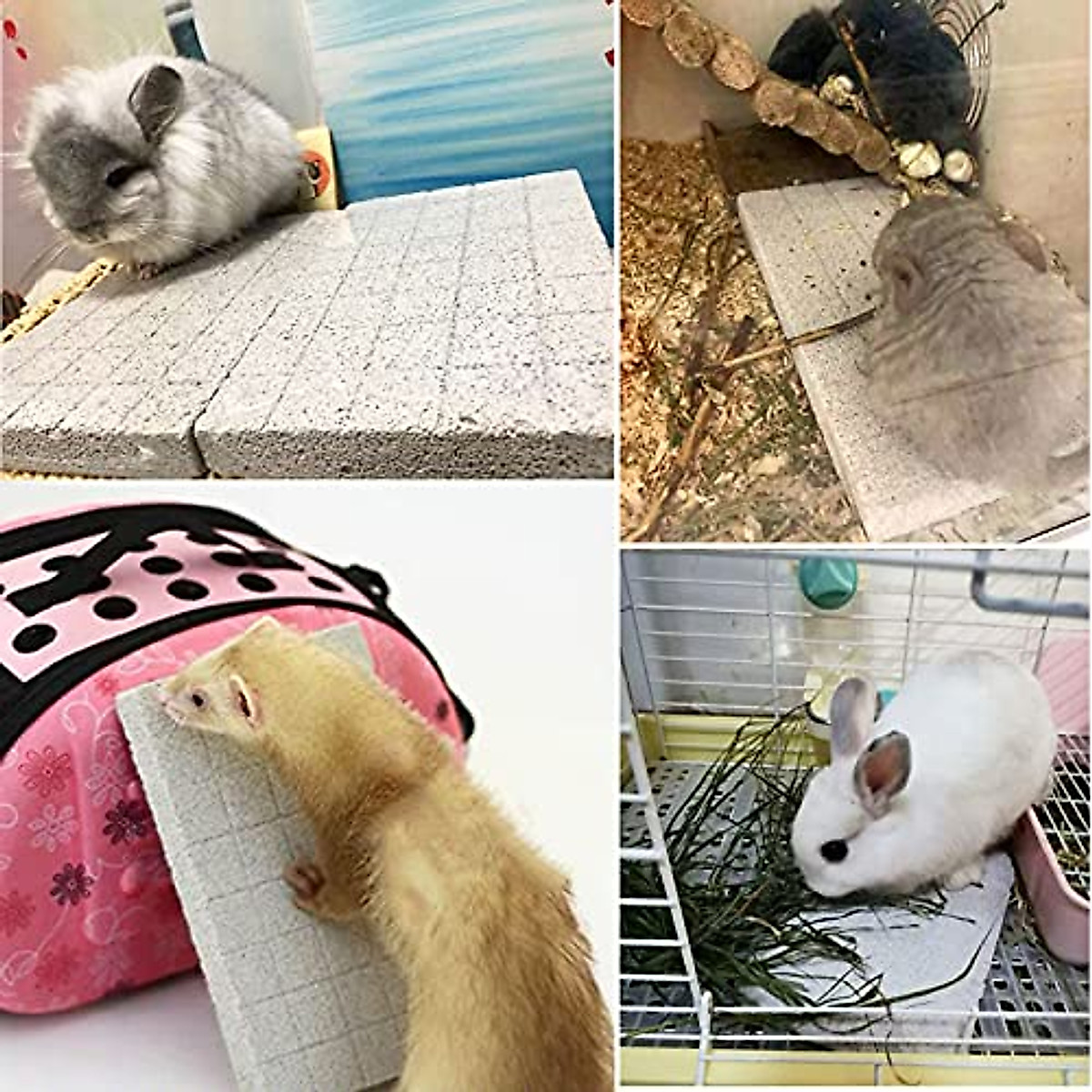 kathson Bunny Grinding Claw Pad Rabbit Scratch Foot Pad Small Animals Lava Grinding Teeth Stone Hamster Chew Treats Toys for Guinea Pig Rat Gerbil Chinchilla Hedgehog