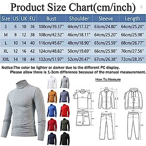 Mens Solid Color Mock Turtleneck Long Sleeve Shirts Thermal Base Layer Tops Slim Fit Soft Pullover Underwear T-Shirts(Grey,X-Large)