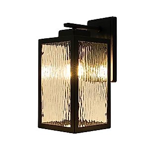 MARTEXBUY Wall-Mounted Outdoor Lights, Dusk to Dawn Exterior Light Fixture, Aluminum Waterproof Porch Light, Outside Wall Lanterns Wall Lights Wall Lamp, Black Wall Sconce for Garage House