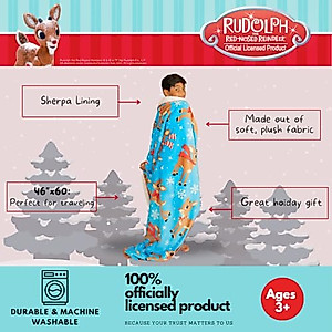 Franco Rudolph The Red Nose Reindeer Holiday Christmas Kids Bedding Soft Plush Sherpa Blanket Throw, 46 in x 60 in, (Officially Licensed Product)