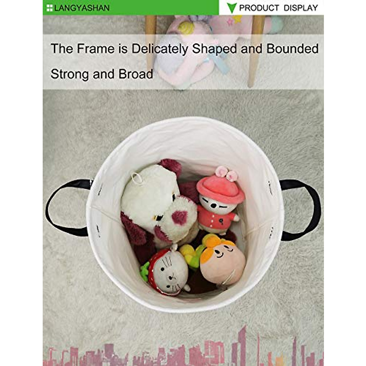 LANGYASHAN Laundry Basket Canvas Fabric Collapsible Organizer Basket for Storage Bin Toy Bins Gift Baskets Bedroom Clothes Children Nursery Hamper (Leaf Unicorn)