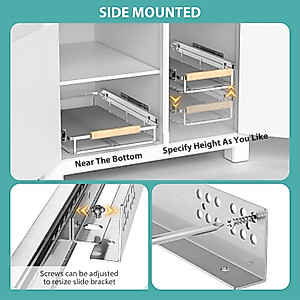 FESDOS Roll-Out Extendable Sliding Basket Pull-Out Cabinet Organizer Slide Out Pantry Shelves Cabinet Shelves for Kitchen, Under Sink, Bathroom, Wardrobe, Opening Size Required 12.3"-18.1", Set of 2